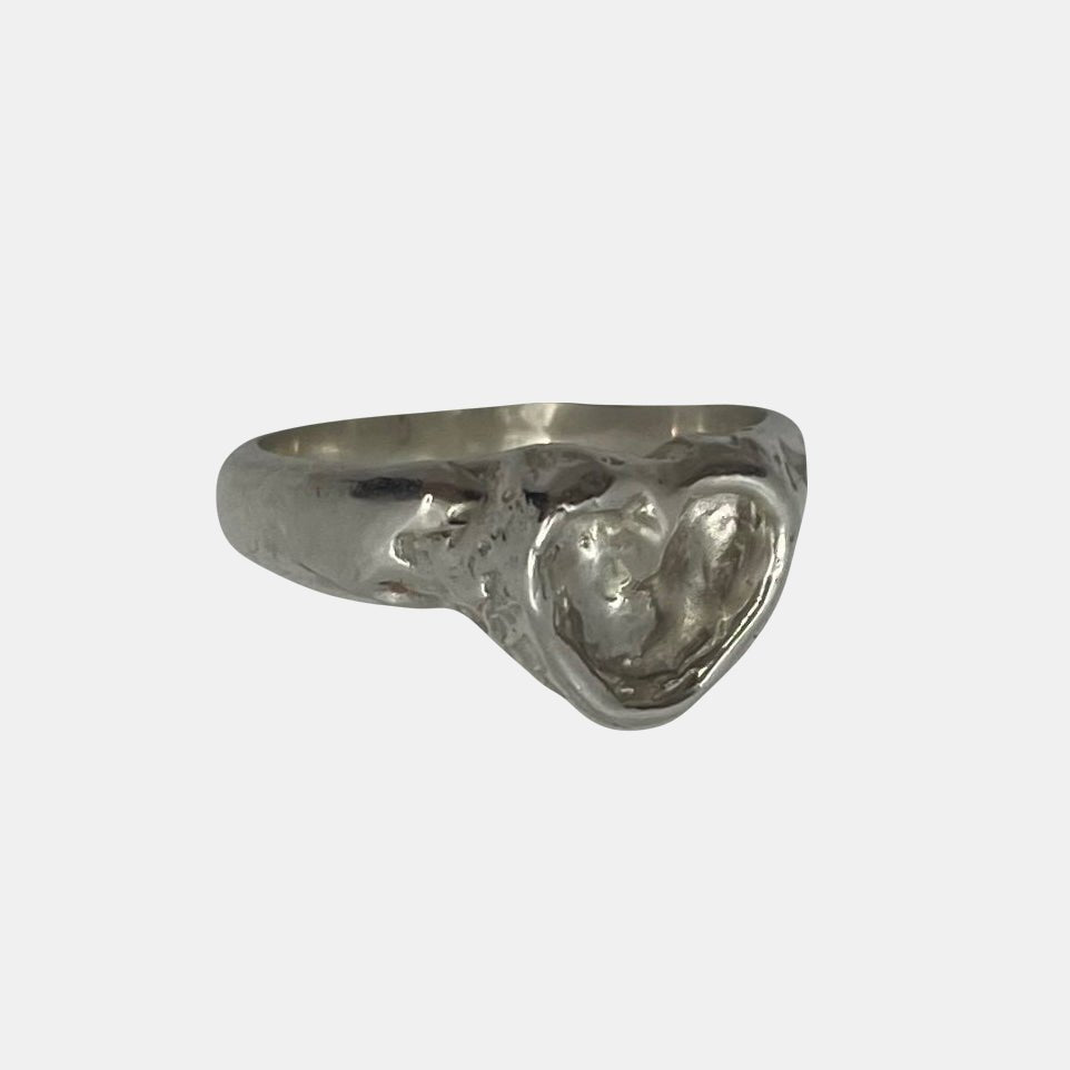 Silver Heart Ring | Melted Heart Ring | Pupari